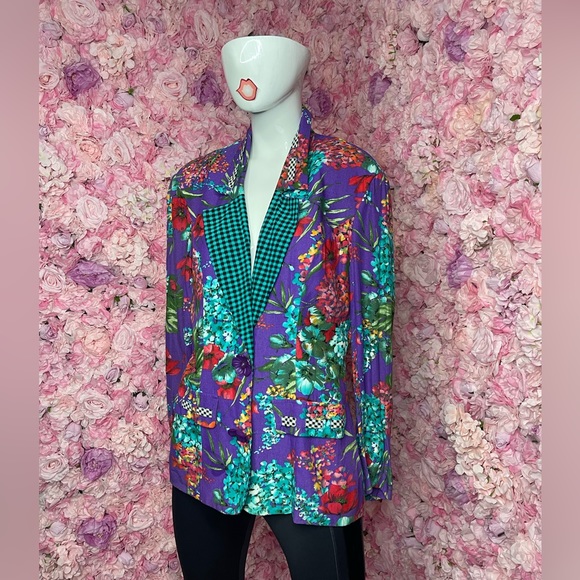 Carole Little | Jackets & Coats | Carole Little Patch Floral Plaid ...